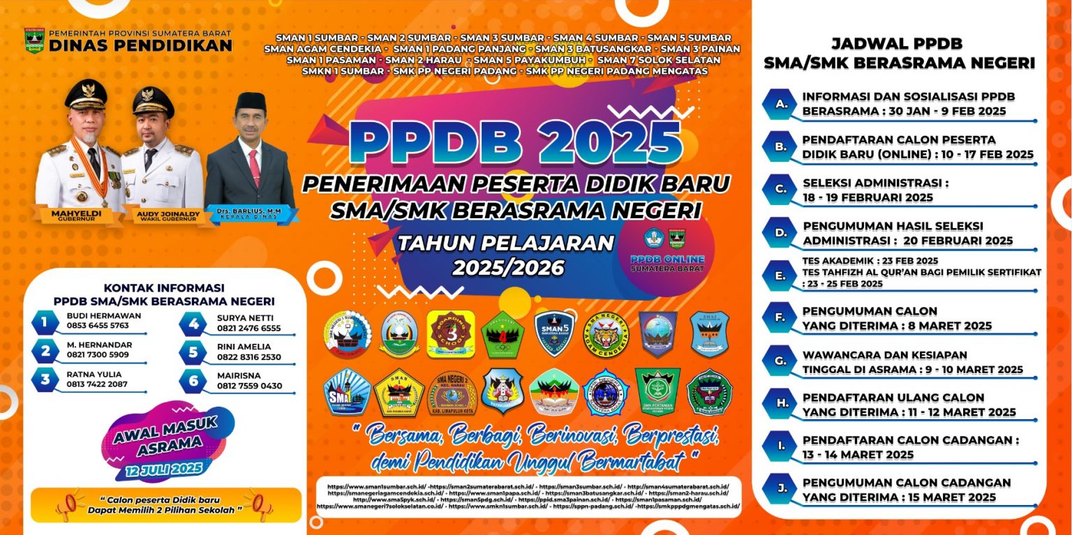 PPDB SMA/SMK Berasrama 2025 - Dinas Pendidikan Sumatera Barat